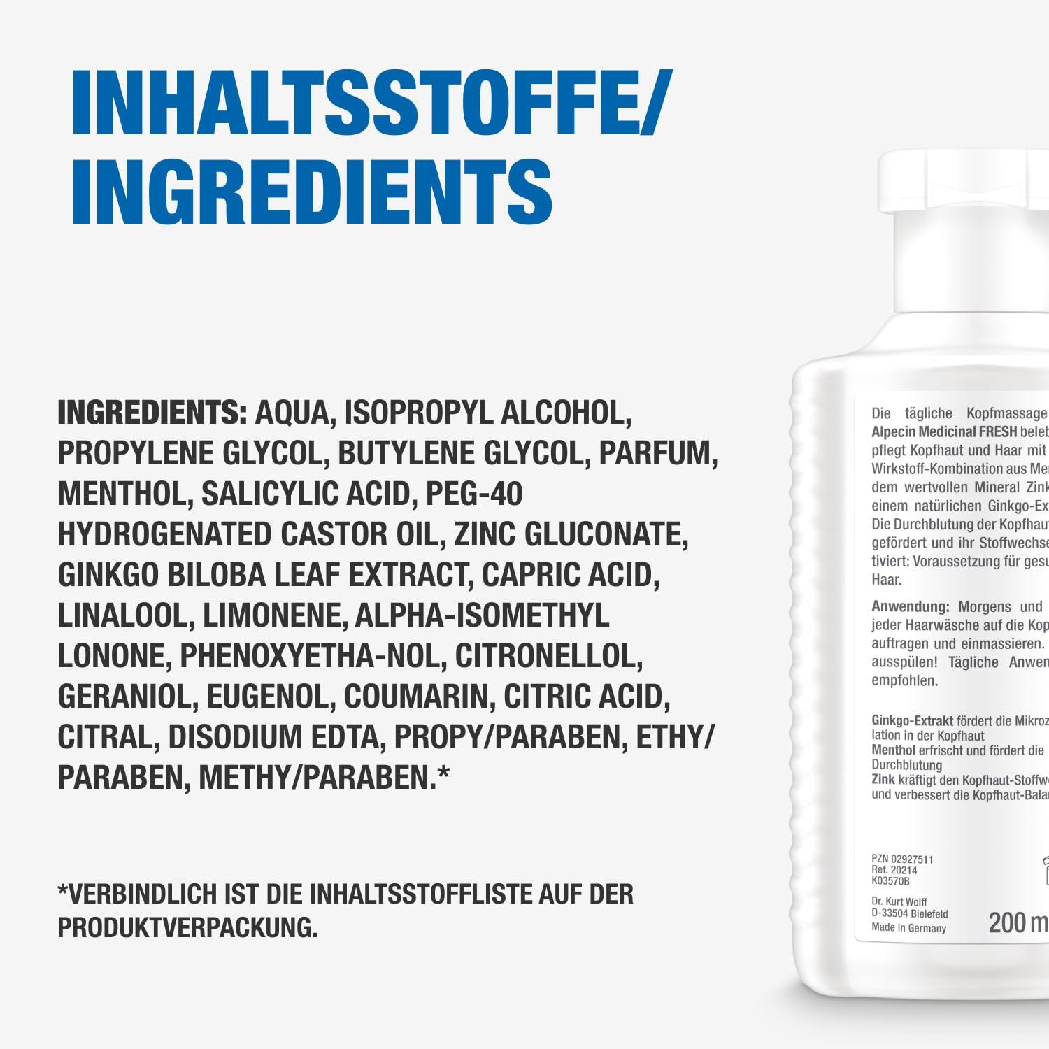 Alpecin Medicinal FRESH Hair Tonic 400ml - Invigorating Scalp & Hair ...