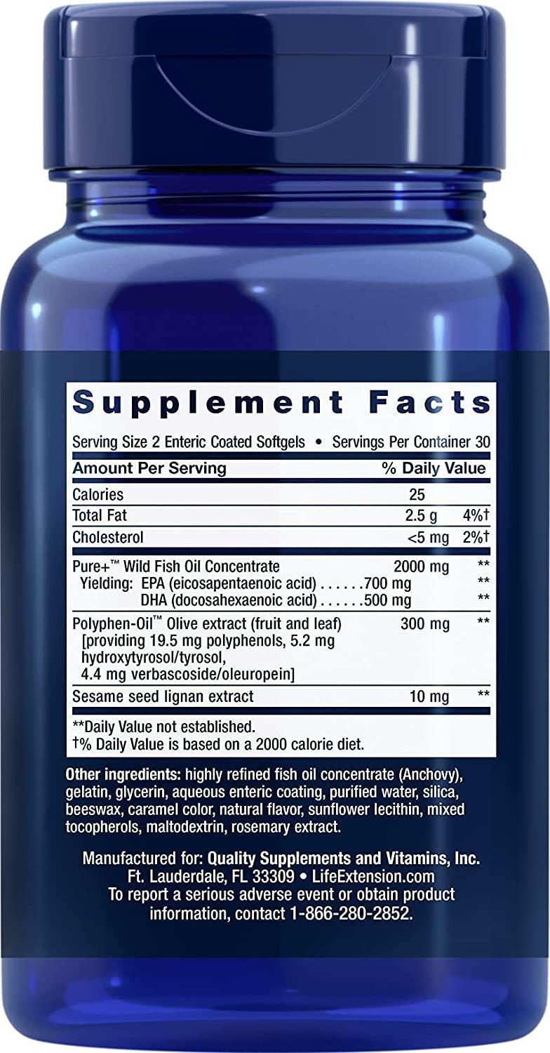 Life Extension Super Omega-3 | 60 Enteric Coated Softgels - Omega ...