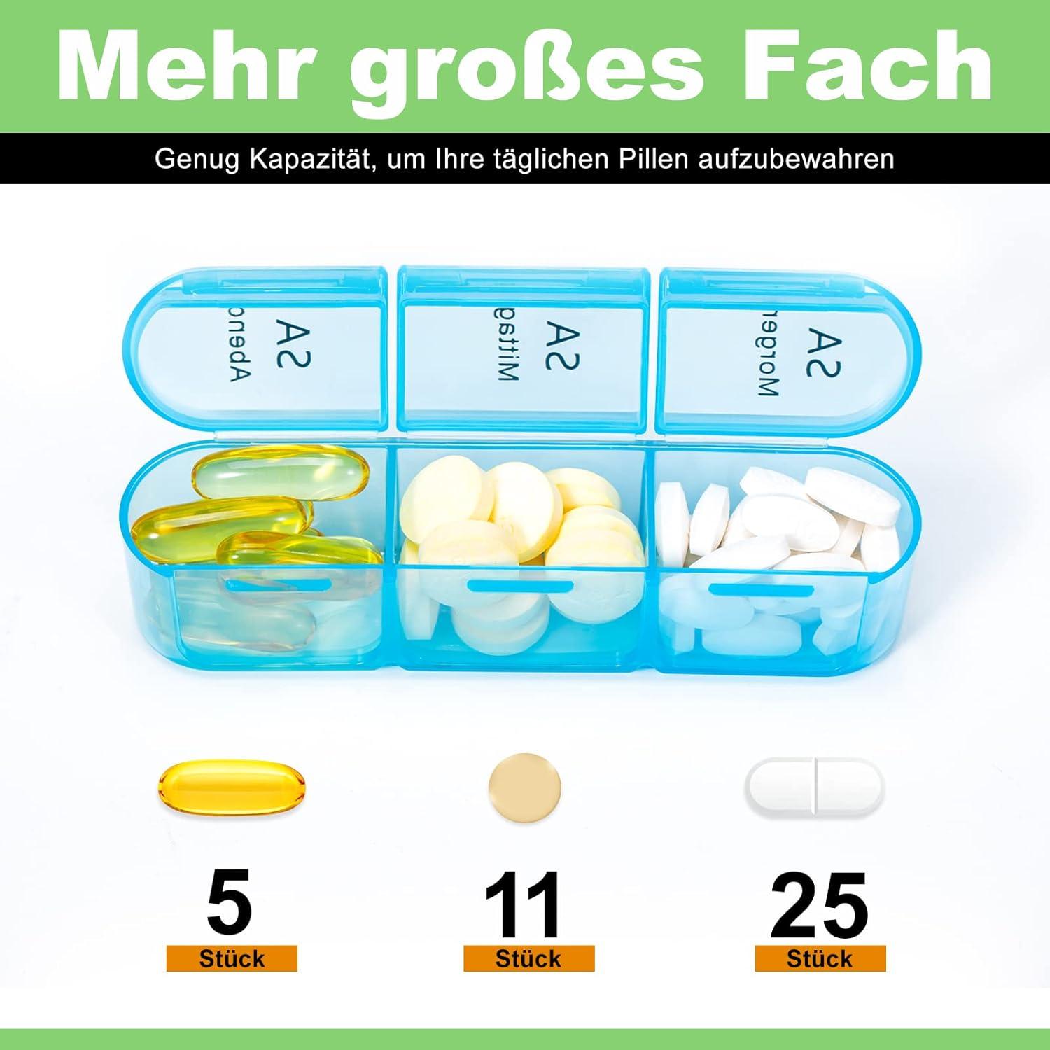 Buy German 7-Day Pillbox with 21 Compartments - Green Medication ...
