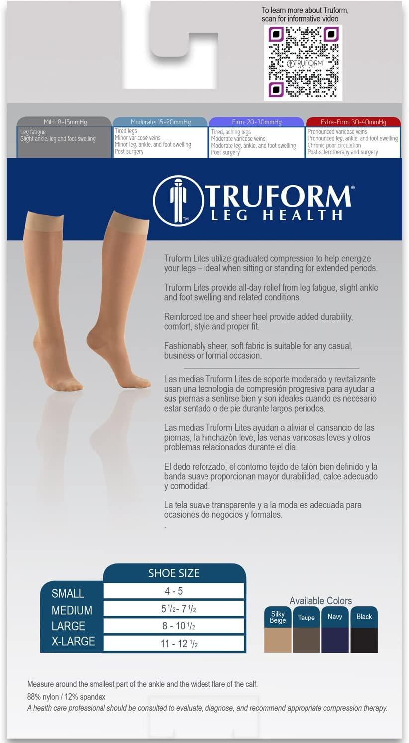 Truform Sheer Compression Stockings 8-15 mmHg Women's Knee High 20 ...
