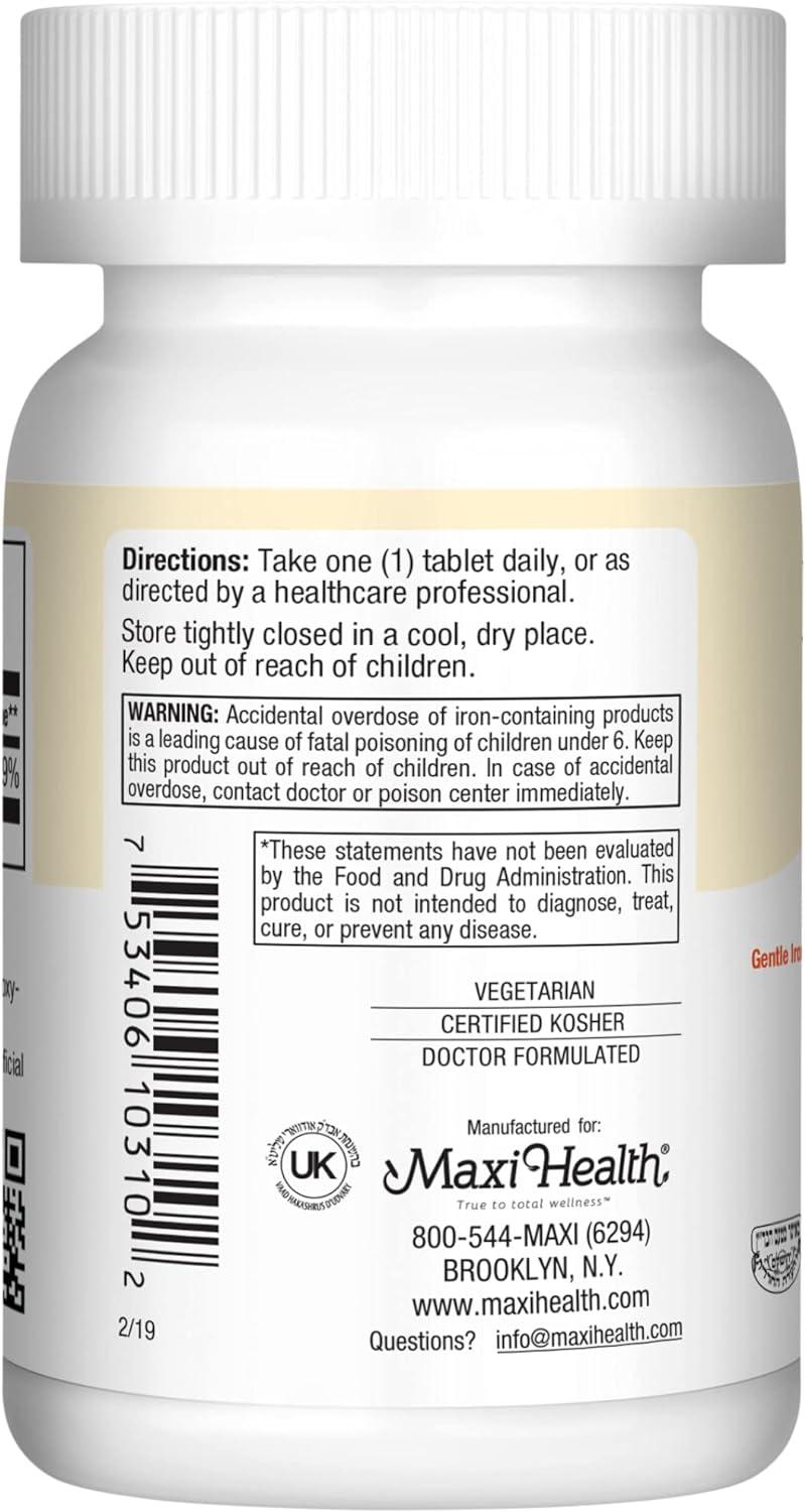 Maxi Health FE 25 - Gentle Iron - Ferrous Fumarate Supplement - 100 ...