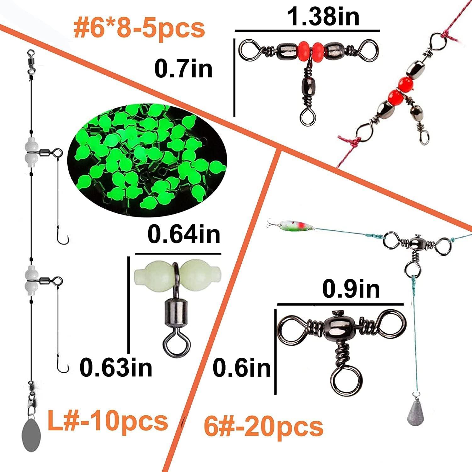 160 STK Fishing Vertebrae Snaps - Ball Bearing Barrel Snaps & 3-Way Triple Swivel Clips for ...
