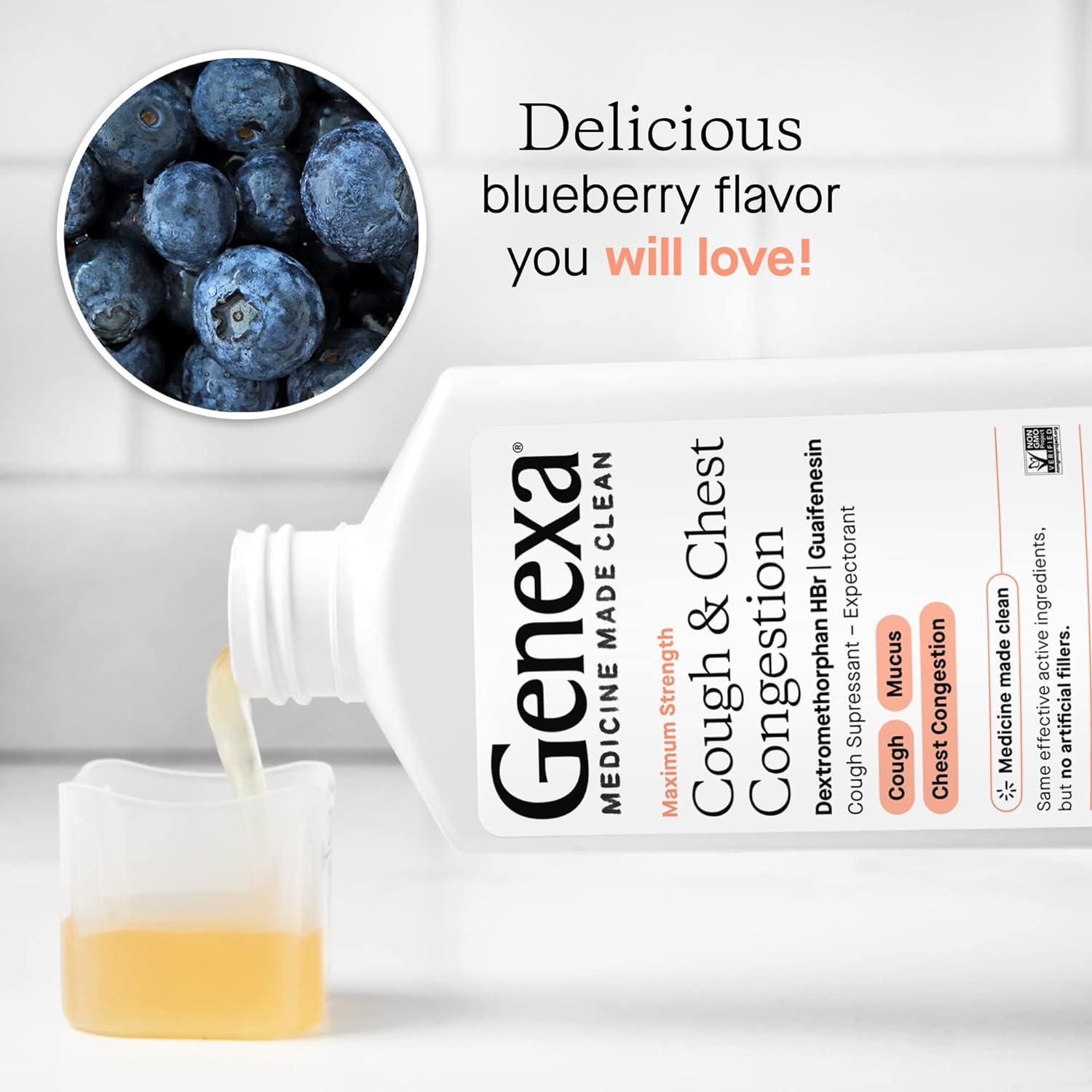 Genexa Cough & Chest Congestion Oral Suspension 6 FL Oz Blueberry ...