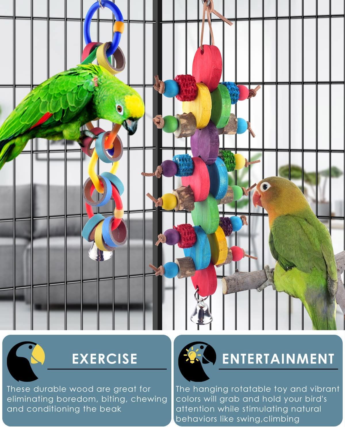 Bissap 2PCS Bird Chew Toys - Colorful Bagel Cascade Parrot Toy for ...