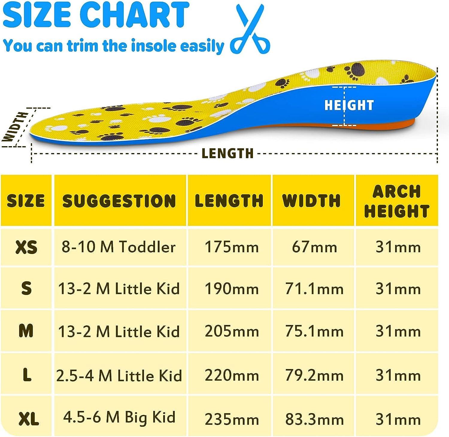 Kids Arch Support Insoles for Flat Feet & Plantar Fasciitis - Orthotic ...