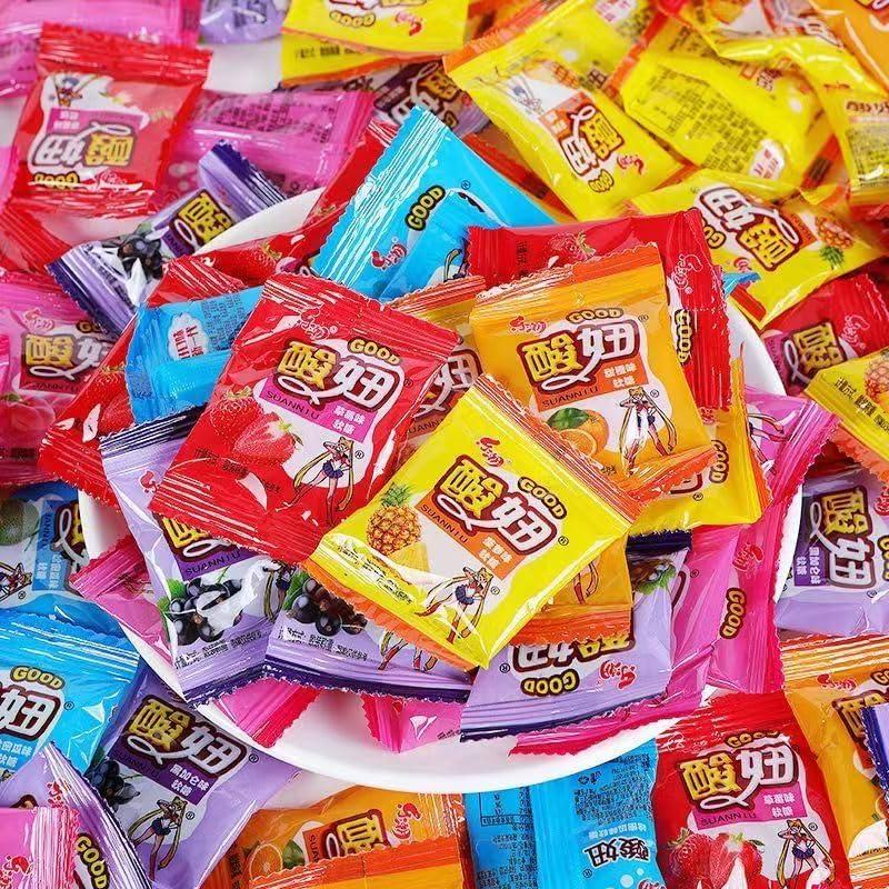 Super sour fruit candy sweet&sour fruit fudge gummies strawberry ...