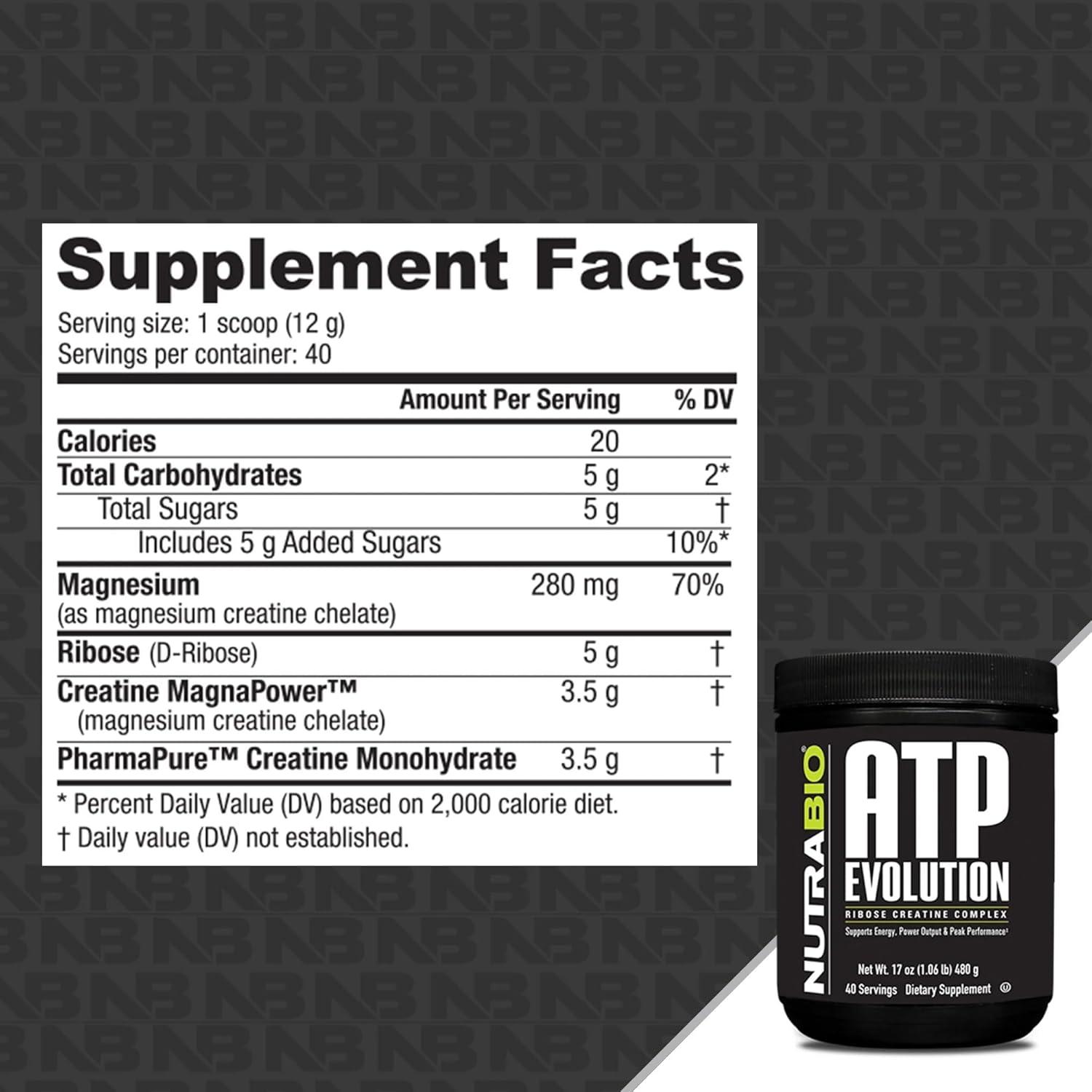 NutraBio ATP Evolution | Supercharged Muscle Recovery Powder 500g | 40 ...