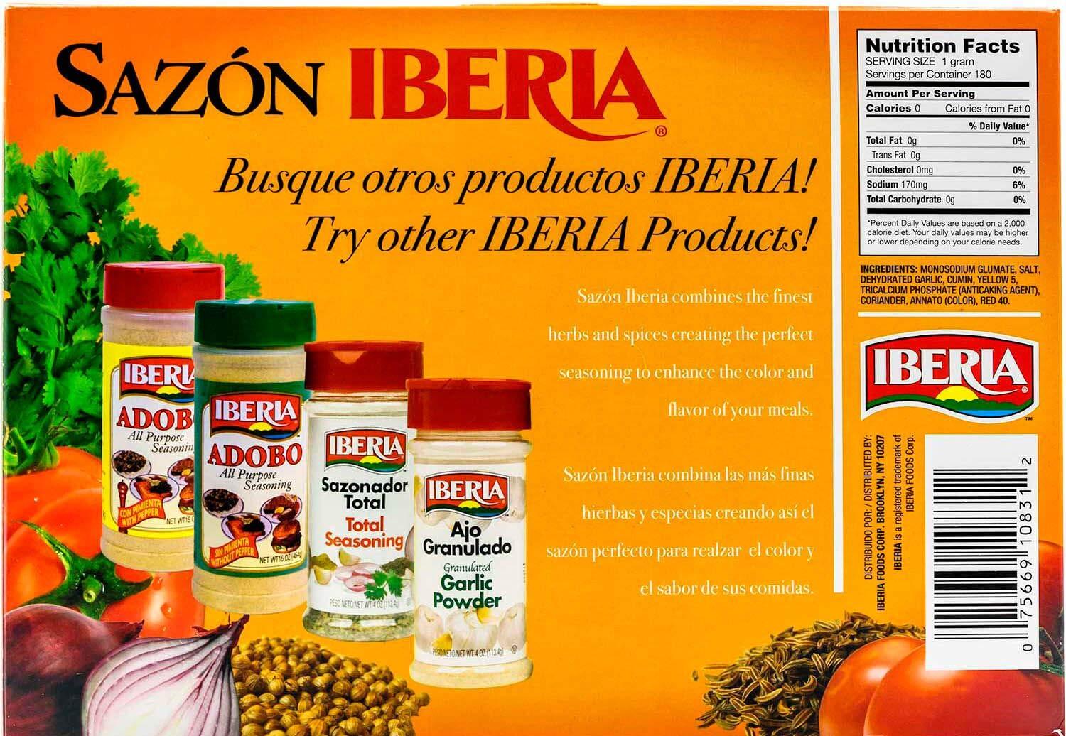 Sazon Iberia Jumbo Pack 6.34 Oz, 36 Packs - Coriander, Achiote, Annatto ...