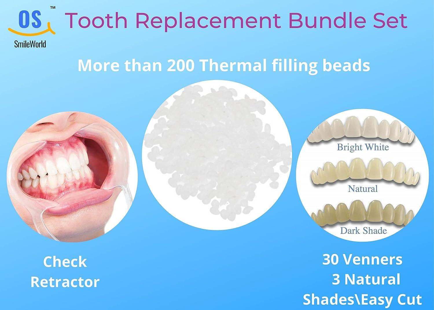 Temporary Tooth Replacement Kit Bundle Set - 30 Fake Teeth in 3 Shades ...