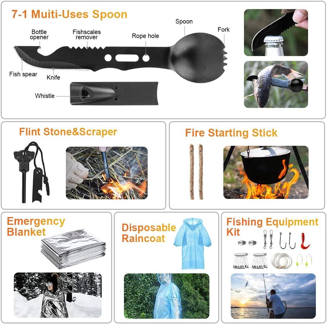 Survival Kit: Emergency First Aid Gear, Molle System Compatible, Black ...