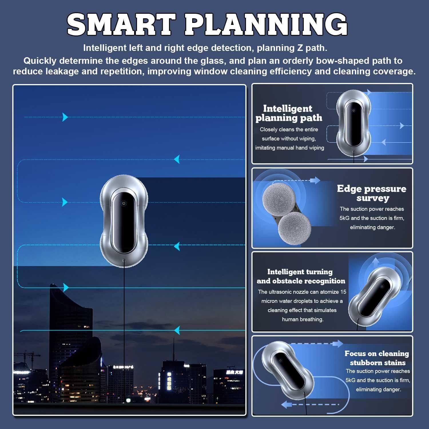 CHHMAELOVE Window Cleaning Robot with Dual Water Spray 70ML Window ...