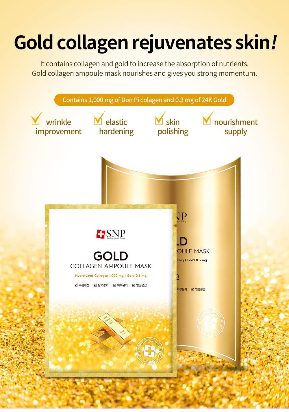 SNP Gold Collagen Ampoule Beauty Mask - 10 Sheets, 25ml Each for ...