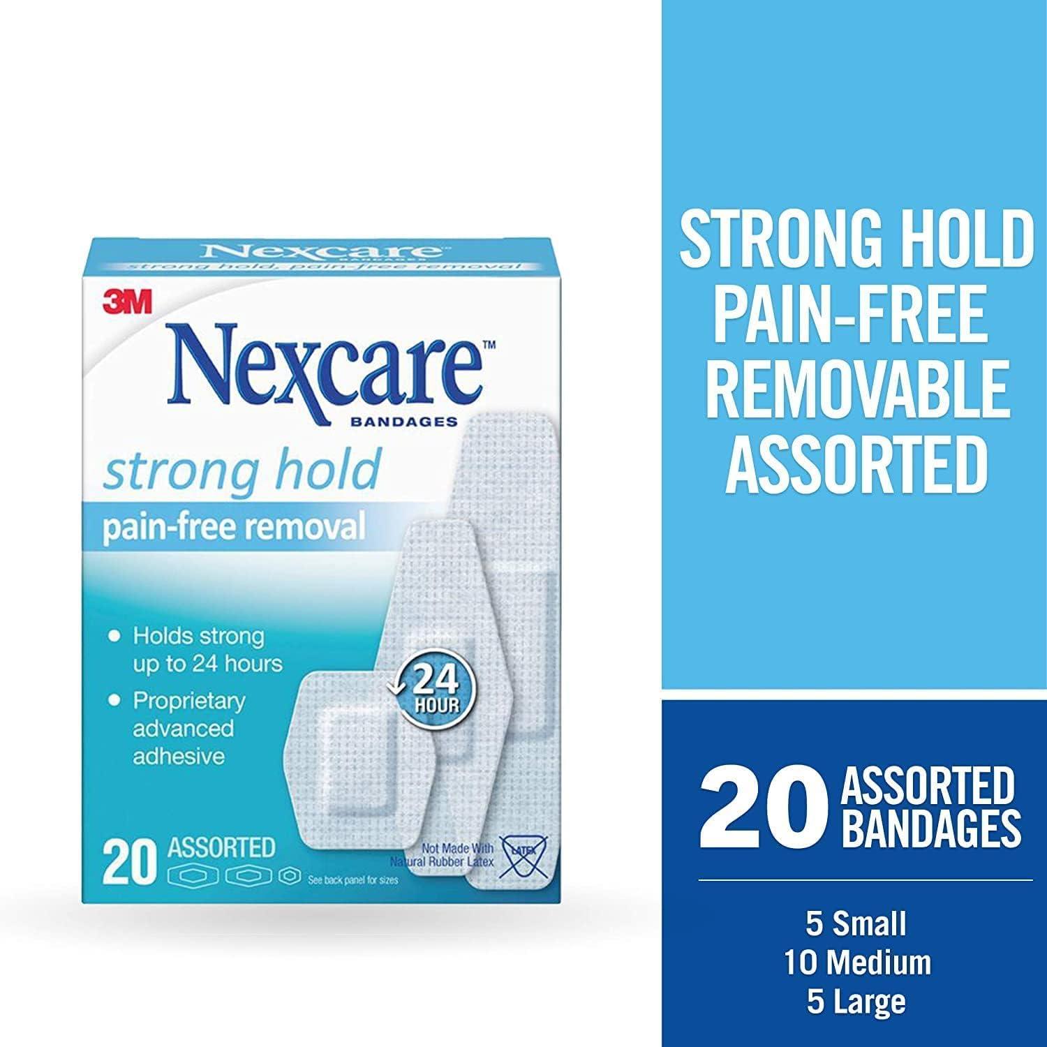 Nexcare Strong Hold Bandages Assorted 20 Bandages Per Box (3 Boxes) 20 ...
