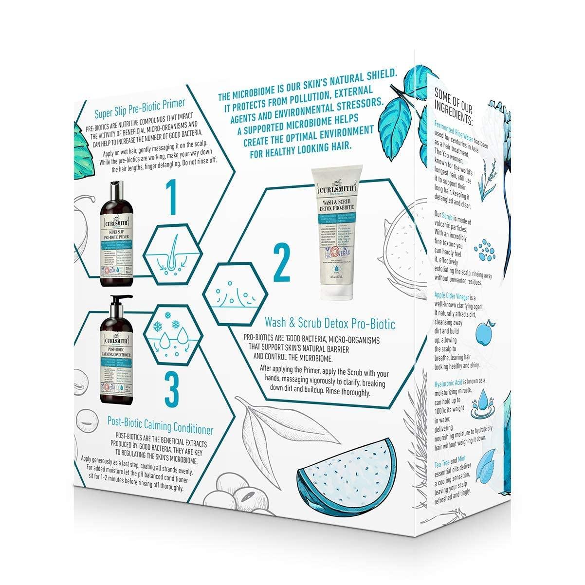 Curlsmith Detox Kit: Vegan Microbiome Scalp System - 2 x 12 fl oz, 1 x ...