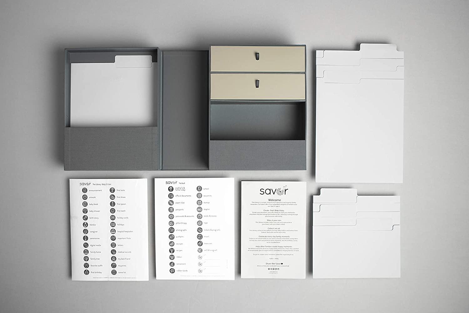 Savor Vault Baby Keepsake Box | Slate Gray | Customizable Newborn ...