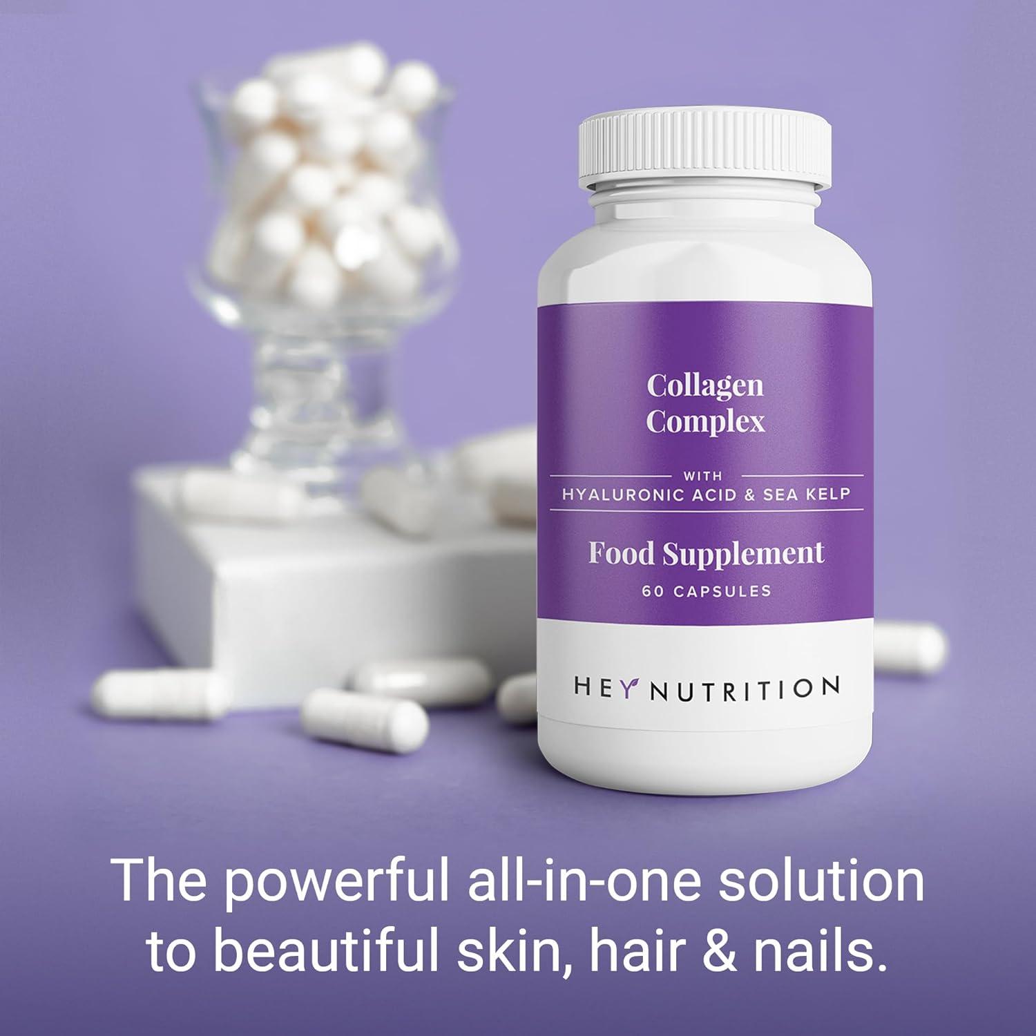 Hey Nutrition Collagen Complex with Hyaluronic Acid, Sea Kelp, Vitamin ...