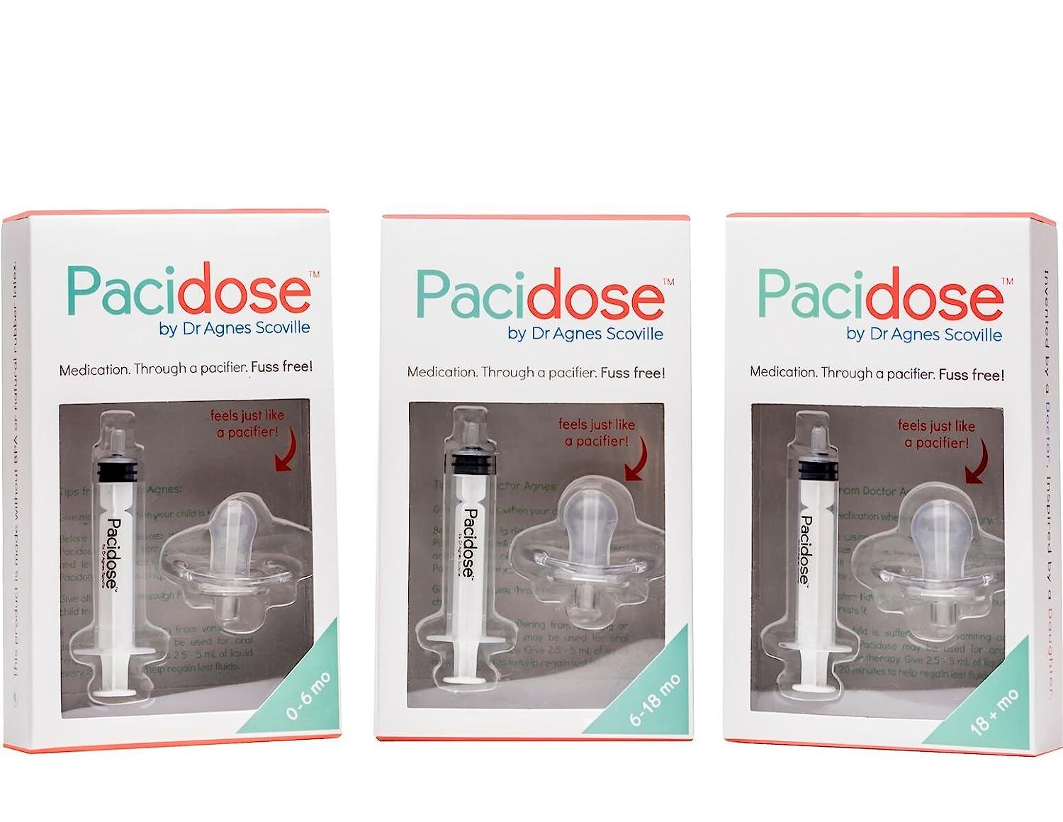 Pacidose Pacifier Medicine Dispenser with Oral Syringe for Newborns 0-6 ...
