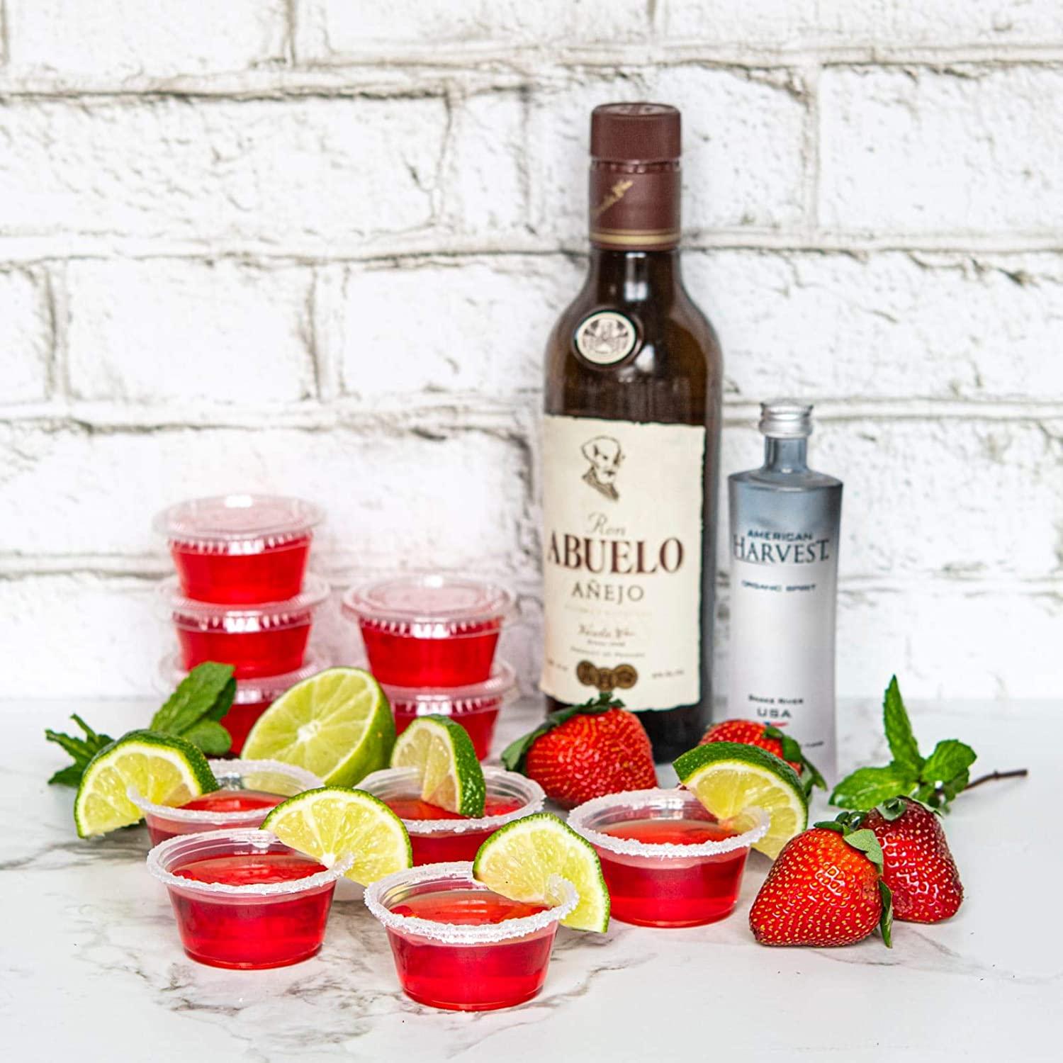 100-Pack 2oz Clear Plastic Jello Shot Cups with Leak-Proof Lids ...