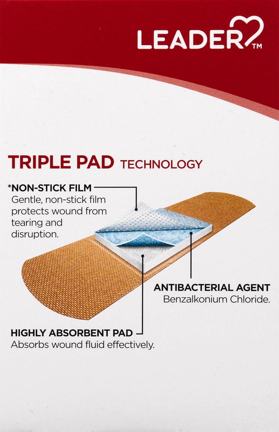 Leader Antibacterial Flexible Fabric Bandages - 20 ct - Triple Pad ...