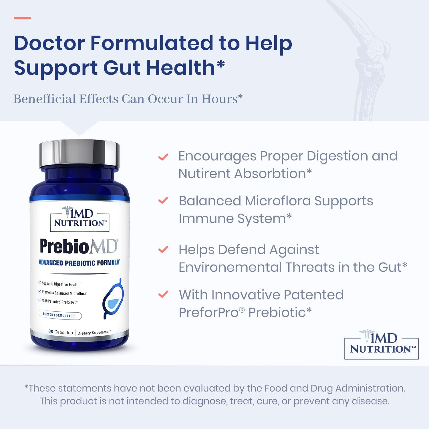 1MD PreBioMD - Prebiotic with PreforPro for Healthy Digestion & Gut ...
