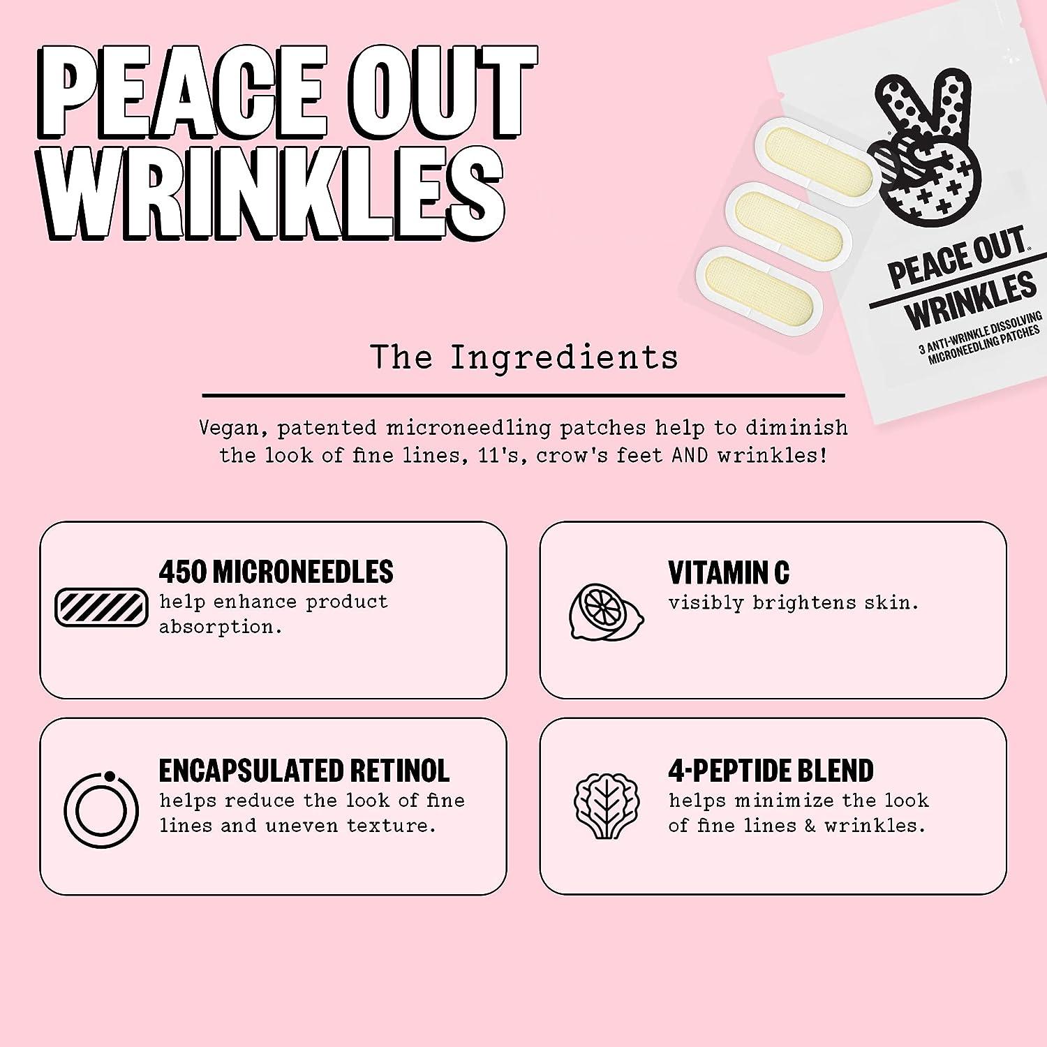 PEACE OUT Skincare Wrinkles: Hyaluronic Acid Microneedling Patches with ...