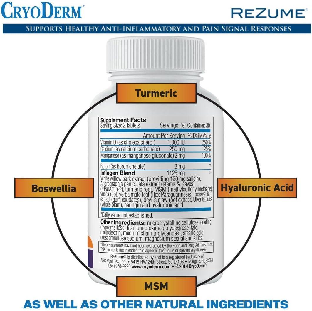 CryoDerm 3 oz Roll On and REZUME 60 ct Bundle - Fast Pain Relief Combo