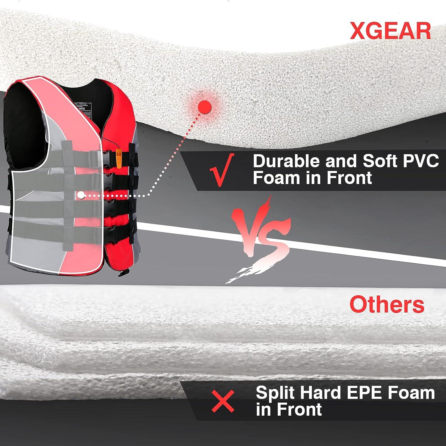 XGEAR Adult USCG Approved Red 4XL Water Sports Life Vest | Premium ...