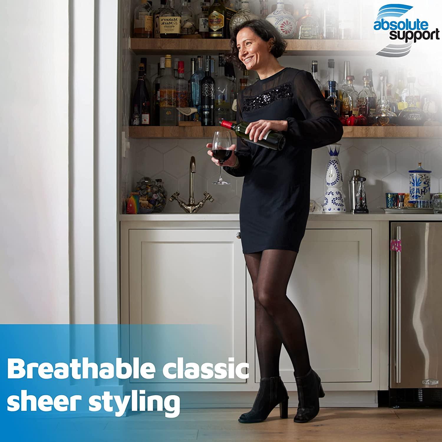 Women's Light Compression High Waist Pantyhose 8-15mmHg - Perfect for ...