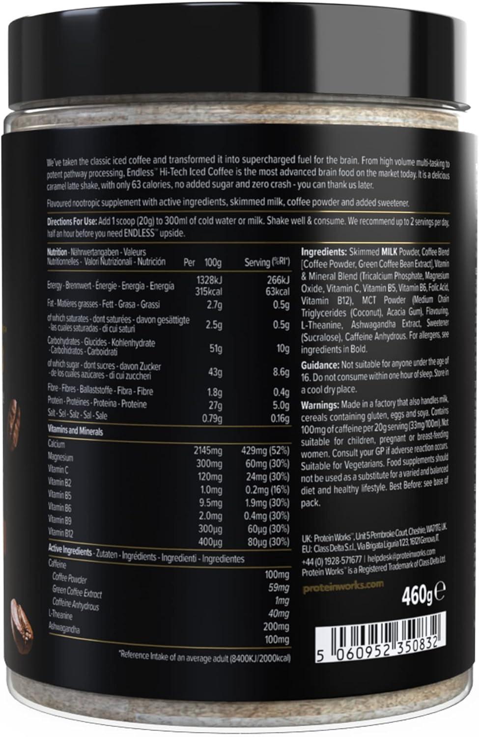 Protein Works Endless Coffee 460g - Brain & Cognitive Support | Zero ...