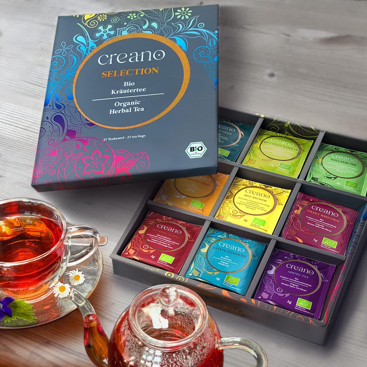 Creano Organic Herbal Tea Gift Set - 27 Tea Bags in 9 Varieties ...
