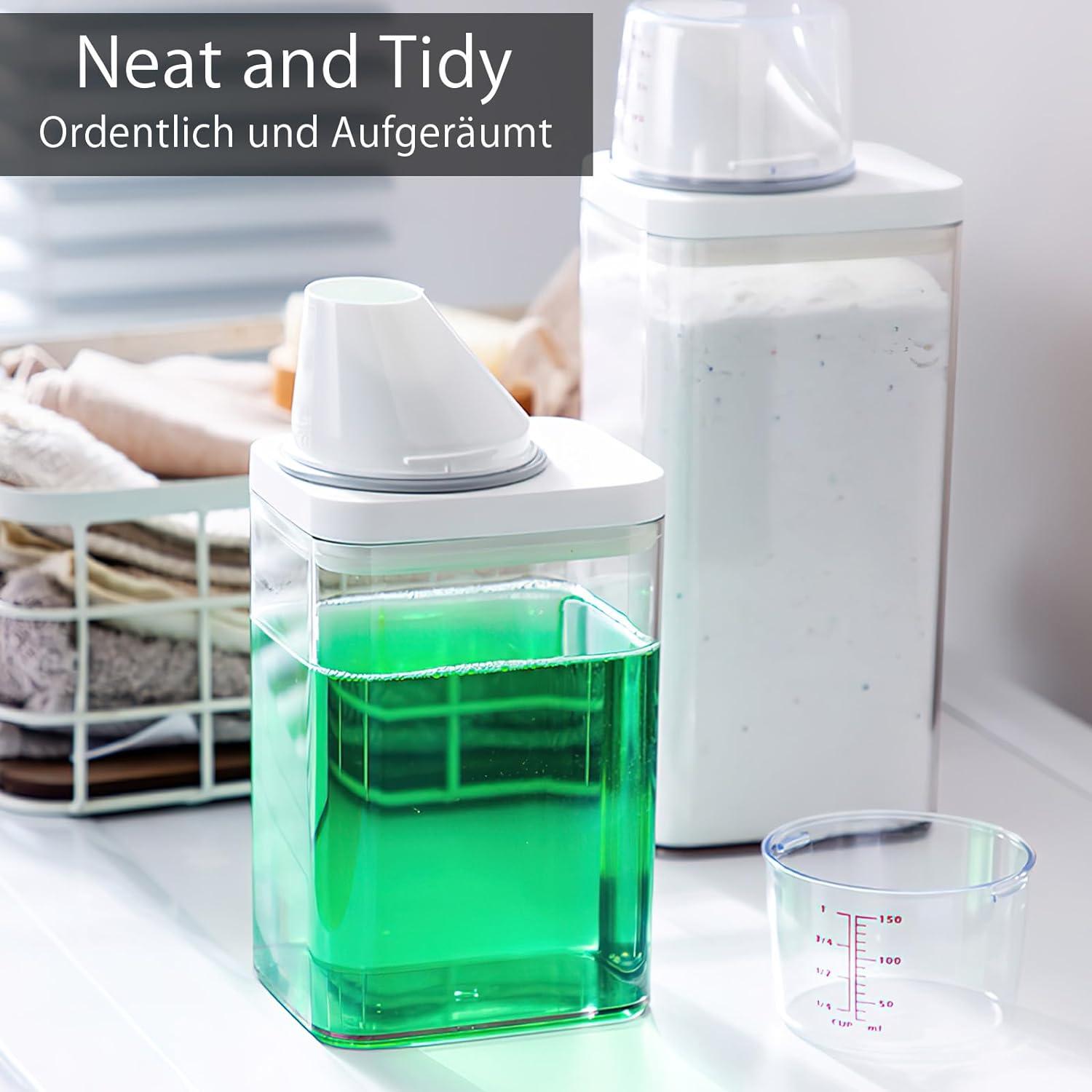 Airtight detergent dispenser with measuring cup multifunctional washing ...