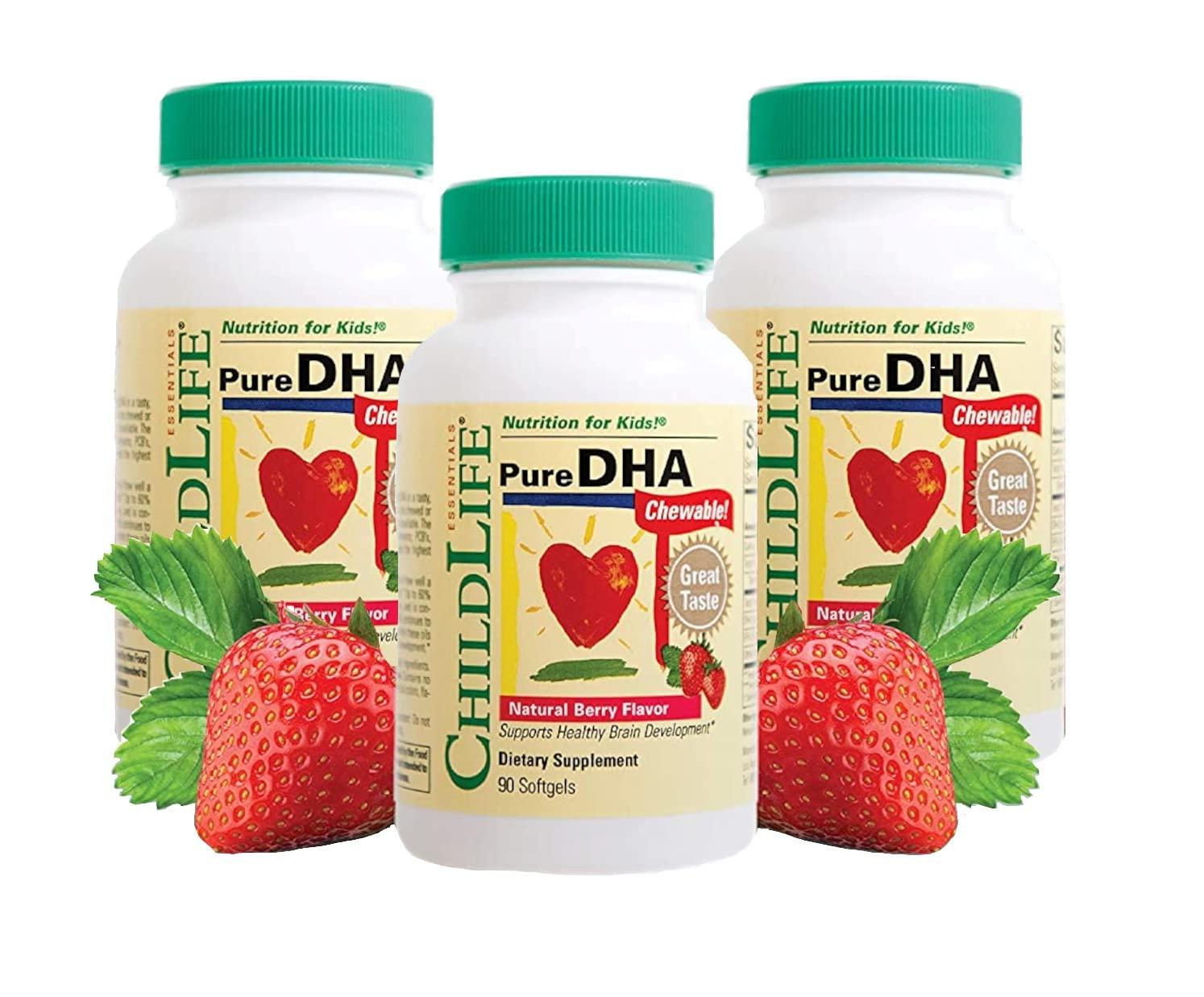 ChildLife Essentials Pure DHA Dietary Supplement for Kids - Gluten-Free, Natural Strawberry ...
