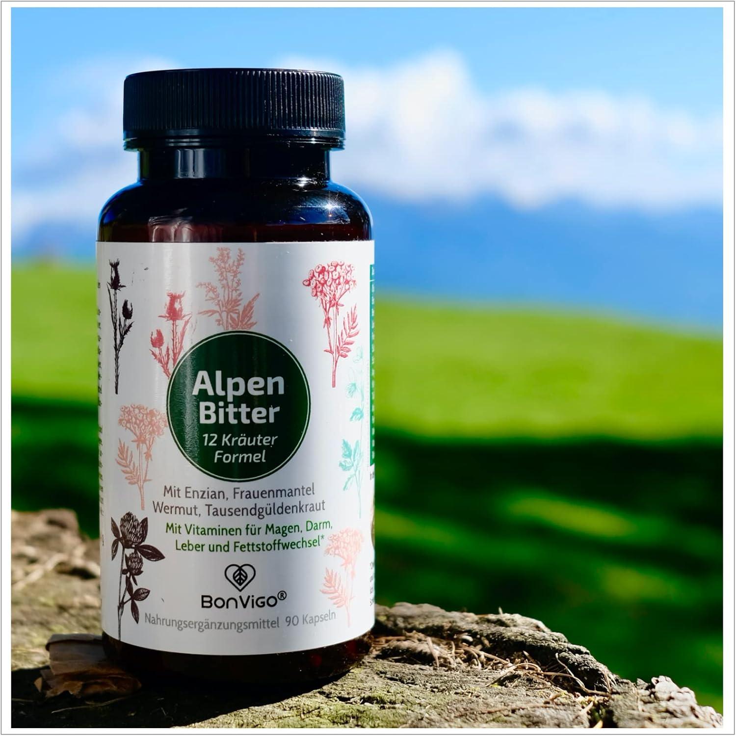 BONVIGO Alpenbitter 90 Bitter Capsules | 12-Herb Formula for Liver ...