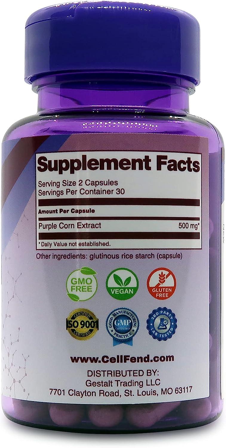 CellFend Purple Corn Extract 500mg - Super Antioxidant & Mitochondrial ...