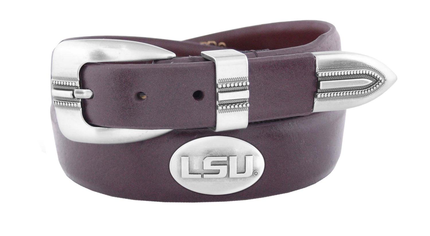 LSU Tigers Tip Leather Concho Belt Brown 40 - Zeppelin Products Inc ...