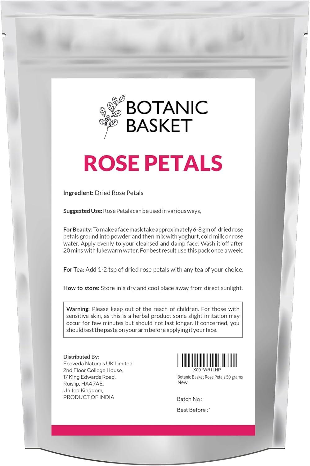 Botanic Basket Edible Rose Petals 50 grams Non GMO Natural Perfect for ...