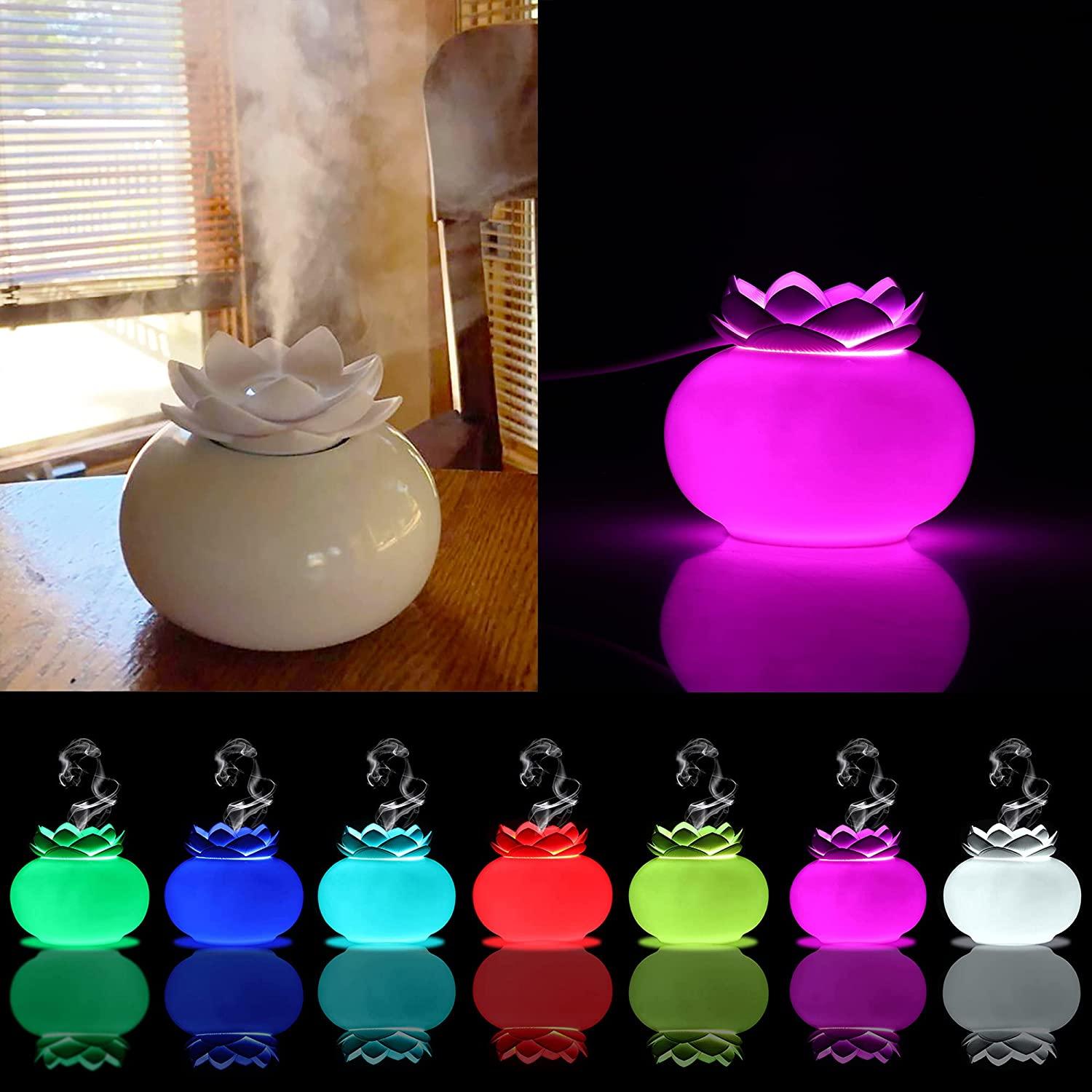 YJY Lotus Ceramic Essential Oil Diffuser | USB Aromatherapy Humidifier ...