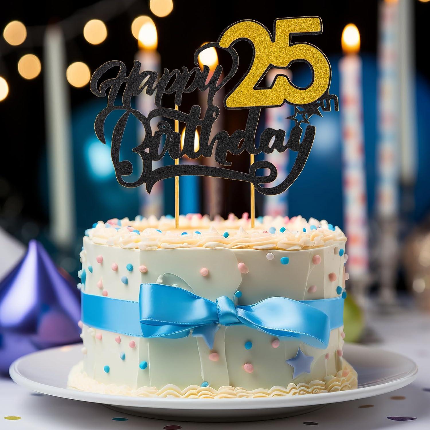 Happy 25th Birthday Cake Topper 25th Birthday Decorations for Her Happy ...