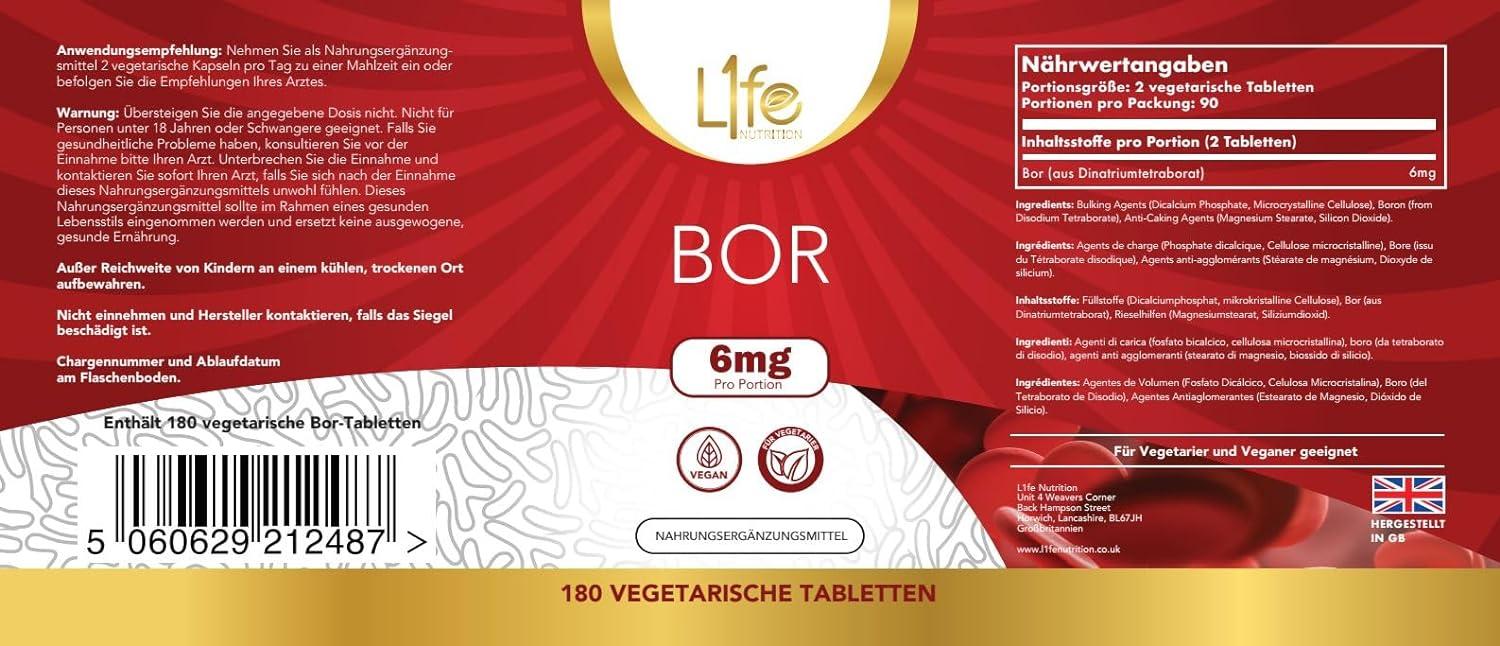 Buy LN BOR Tablets | High-Dose Vegan Supplements | 180 Bortaries | 6mg ...