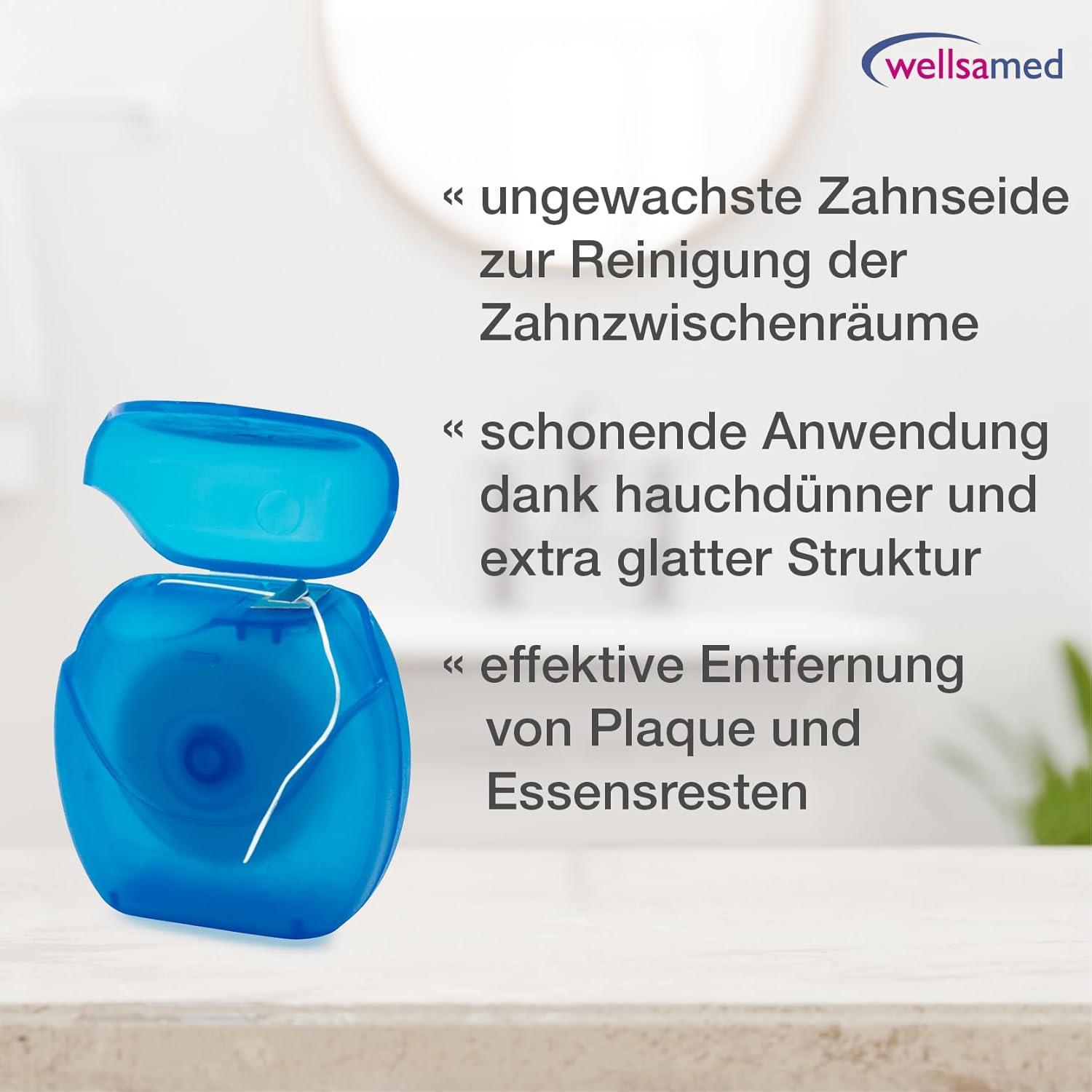 Wellsamed Dental Floss 50m Dispenser - Tasteless 3-Pack for Optimal ...