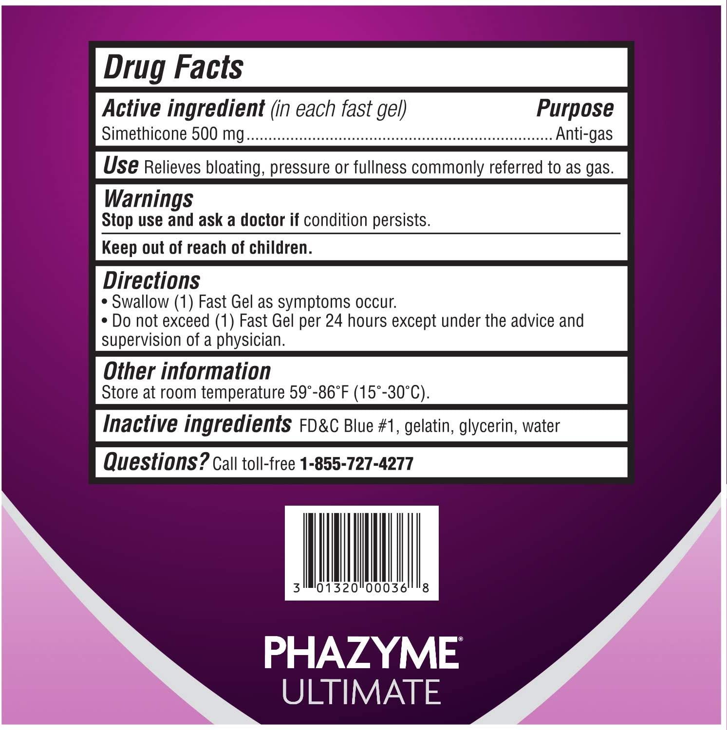 Phazyme Ultimate Gas Bloating Relief Fast Gels 500mg - 20 Count Pack ...