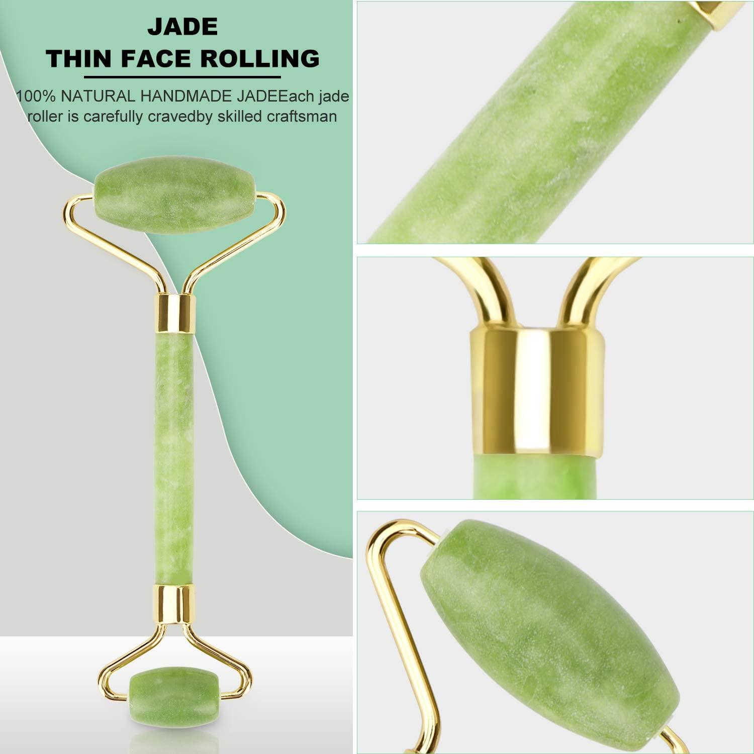 Facial Roller Set of 3, Ice Roller, Two-Sided Jade Roller and Gua Sha ...