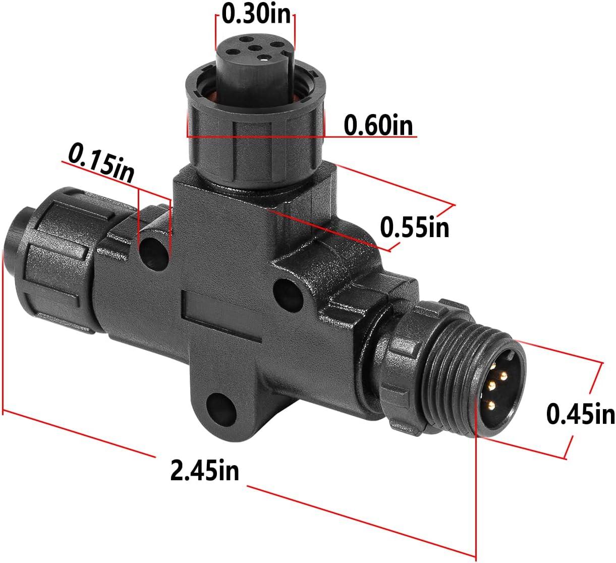 NMEA 2000 3 Port 5Pin M12 Thread IP67 Waterproof Tee T-Connector for ...