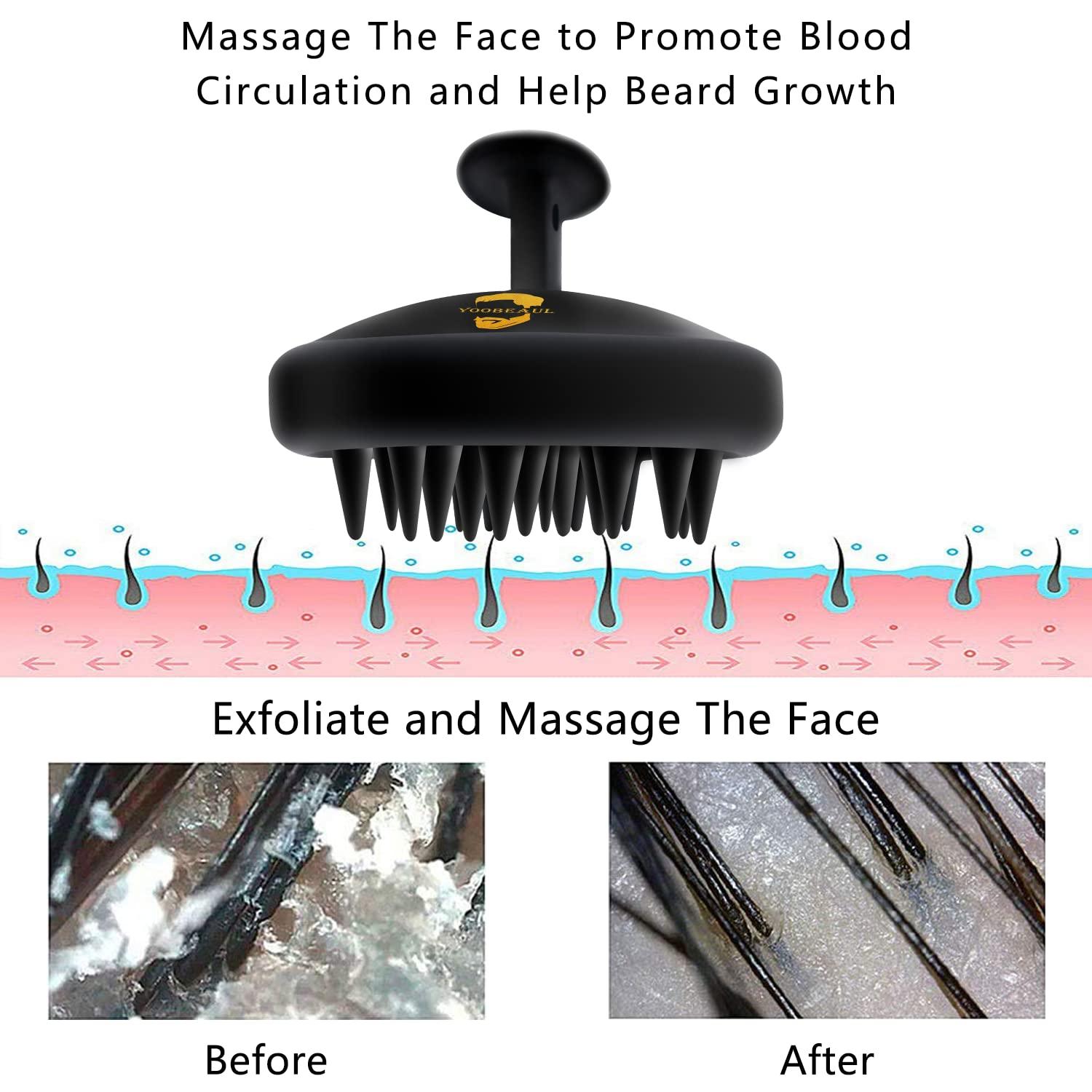 Professional Beard Brush for Men - Silicone Scrubber for Hair & Beard ...