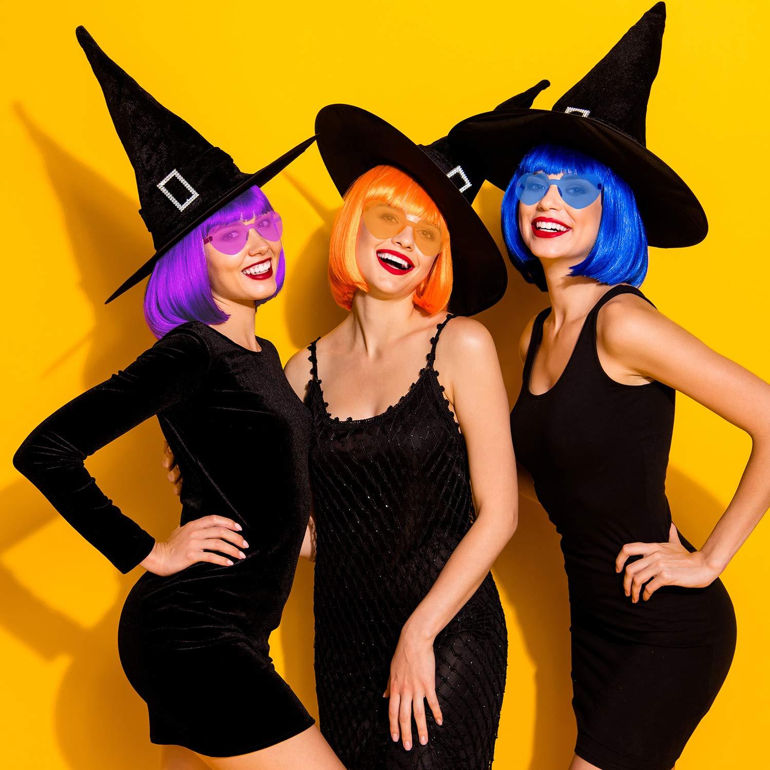 KUUQA 16 Piece Party Wigs & Sunglasses Set - Neon Bob Wigs, Sunglasses ...