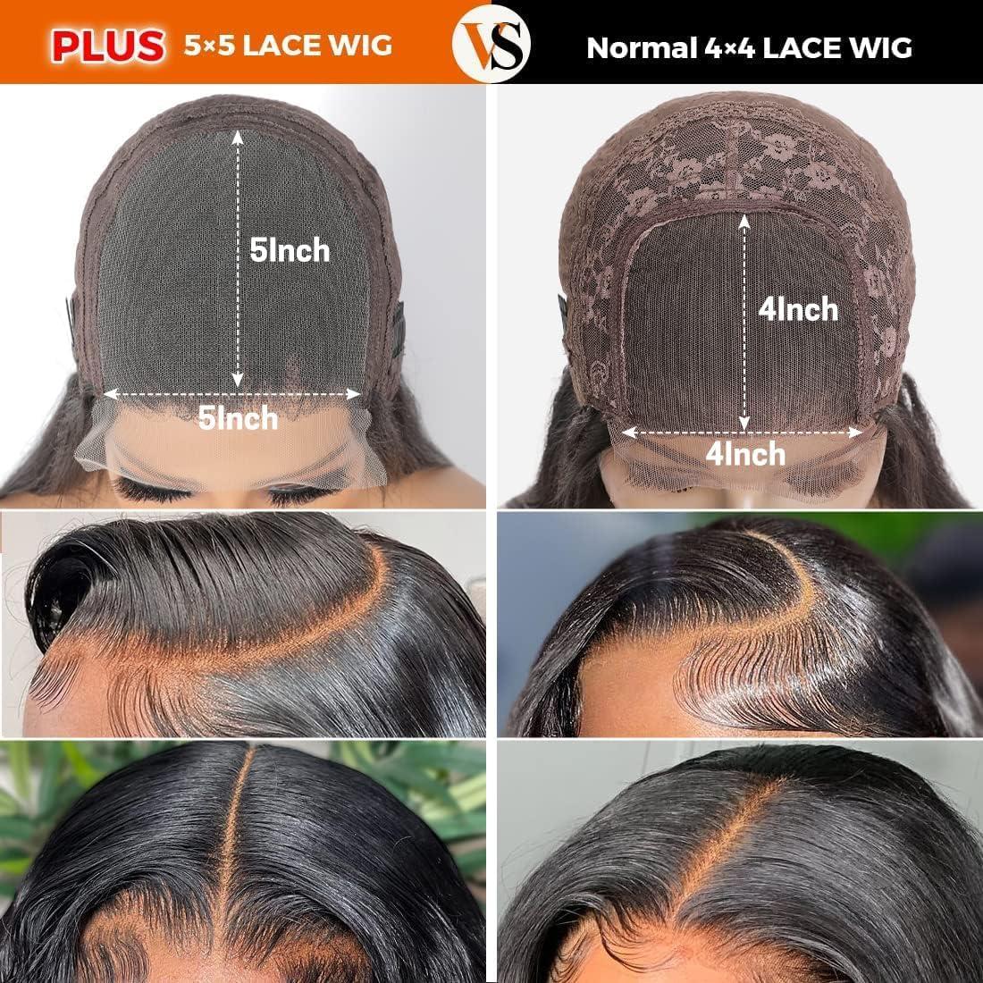 ALIPOP 5X5 HD Lace Front Human Hair Wig 20 inch - Brazilian Silk Straight Deep Parting 180% ...