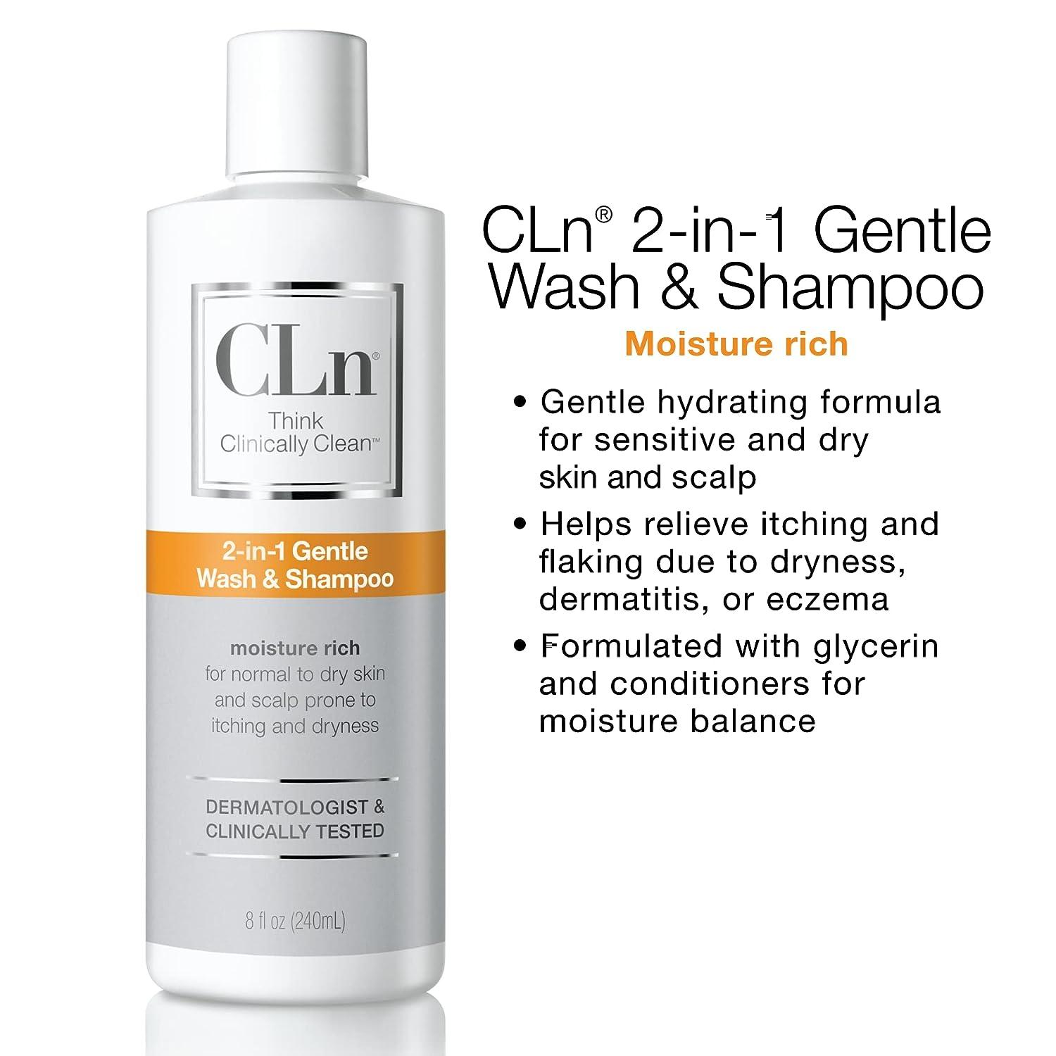 CLn 2-in-1 Gentle Wash & Shampoo with Glycerin - Moisturizing Cleanser ...