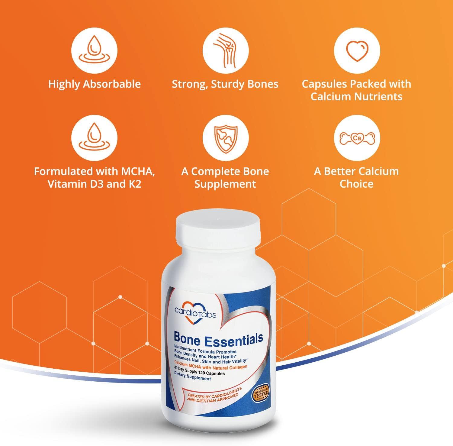 Cardiotabs Bone Essentials with MCHA & Collagen Calcium Supplement ...