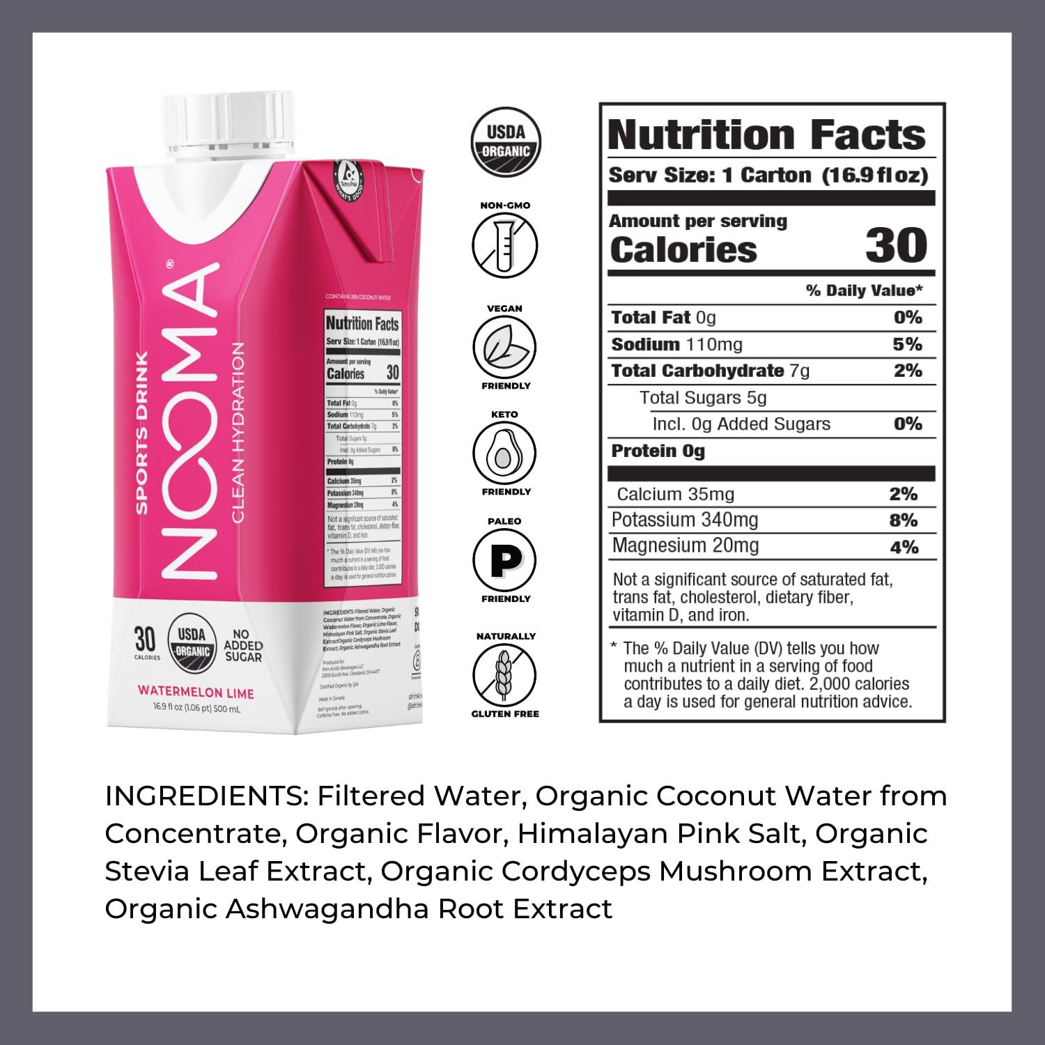 NOOMA Organic Electrolyte Sports Drink Variety Pack - 12 Pack, 30 ...