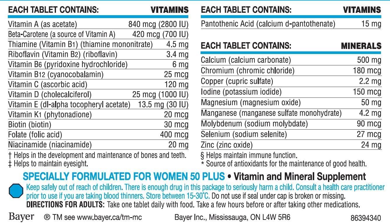 Bayer One A Day 50-Plus Women Multi-Vitamin Tablet - Specially ...